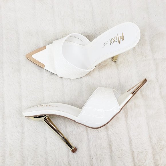 Mixx Shuz | Shoes | Venus White Slip On Pointy Toe High Heel Slides ...